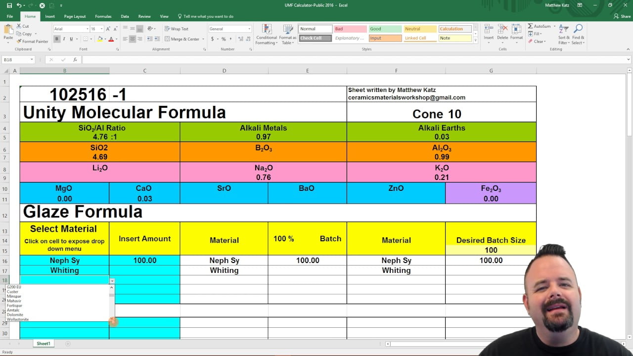 Free Glaze Chemistry Lesson: How to use the CMW Unity Molecular Formula ...